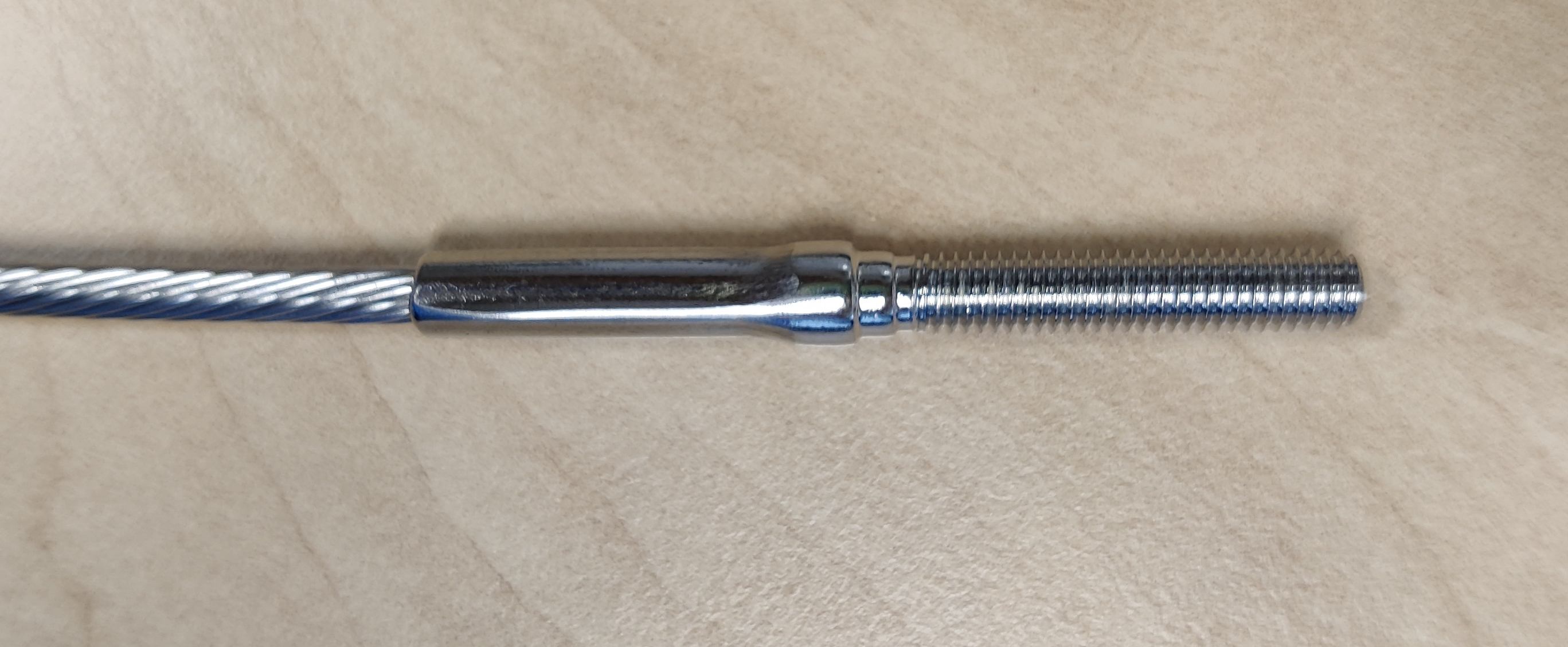 Drahtseil 1x19, 4mm, Außengewinde/Außengewinde