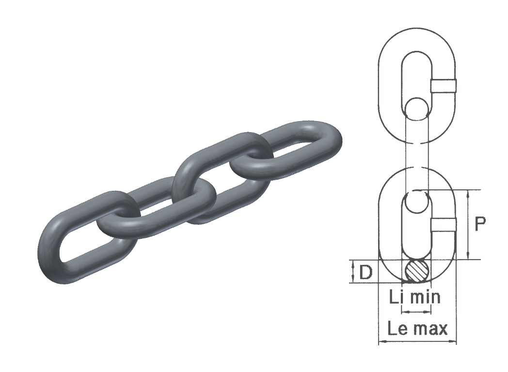 Rundstahlkette, DIN 5685, 5x35x20 | Rundstahlkette nach DIN 5685, langgliedrig